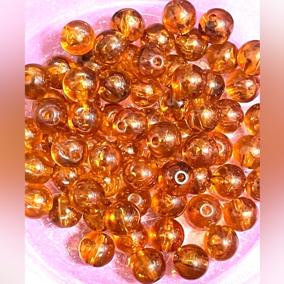Jewelry | Lot Of 6 8mm Round Amber Lucite Beads | Poshmark